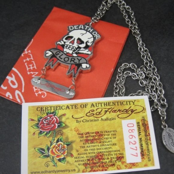 Ed Hardy | Jewelry | Ed Hardy Death Or Glory Skull Necklace | Poshmark
